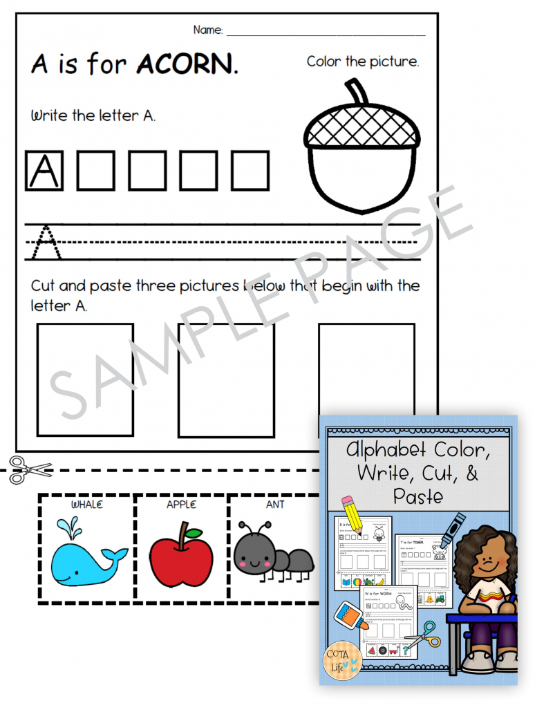 Alphabet Color Write Cut and Paste - Your Therapy Source