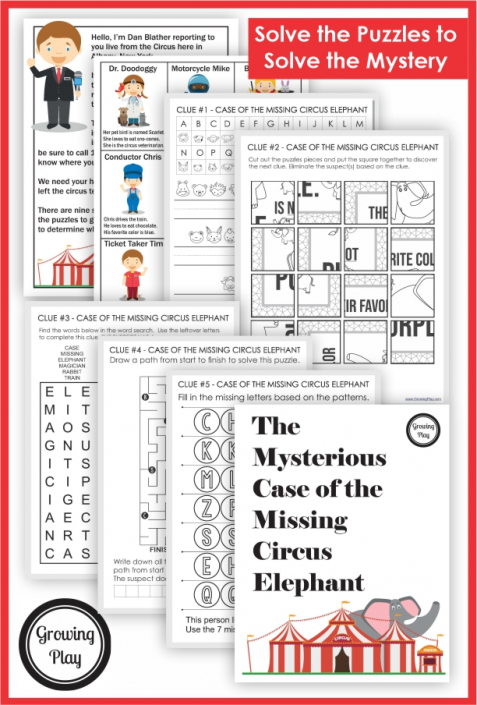 Circus Worksheets Mystery Puzzle - Your Therapy Source