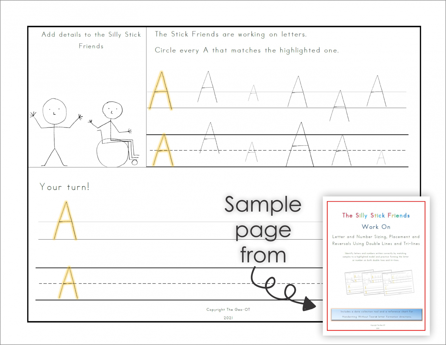 Silly Stick Friends Handwriting Packet - Your Therapy Source