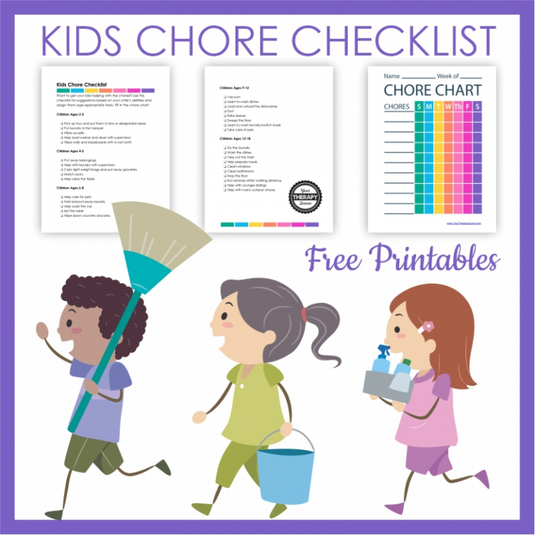 Kids Chore Checklist - Free Printable - Your Therapy Source