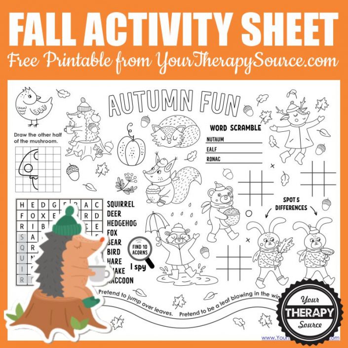 Fall Activity Page - Free Printable - Your Therapy Source