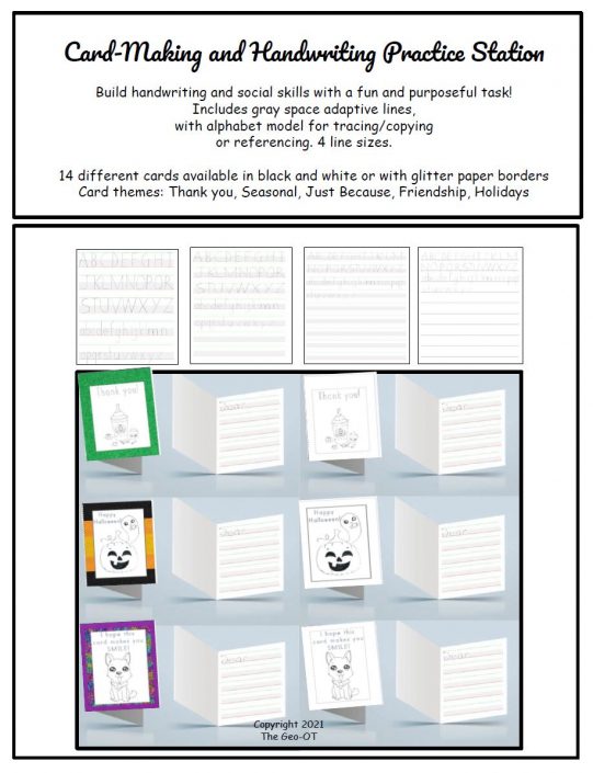 Card Making and Handwriting Practice - Your Therapy Source