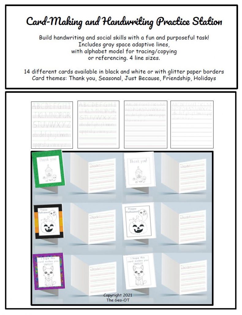 Card Making and Handwriting Practice - Your Therapy Source