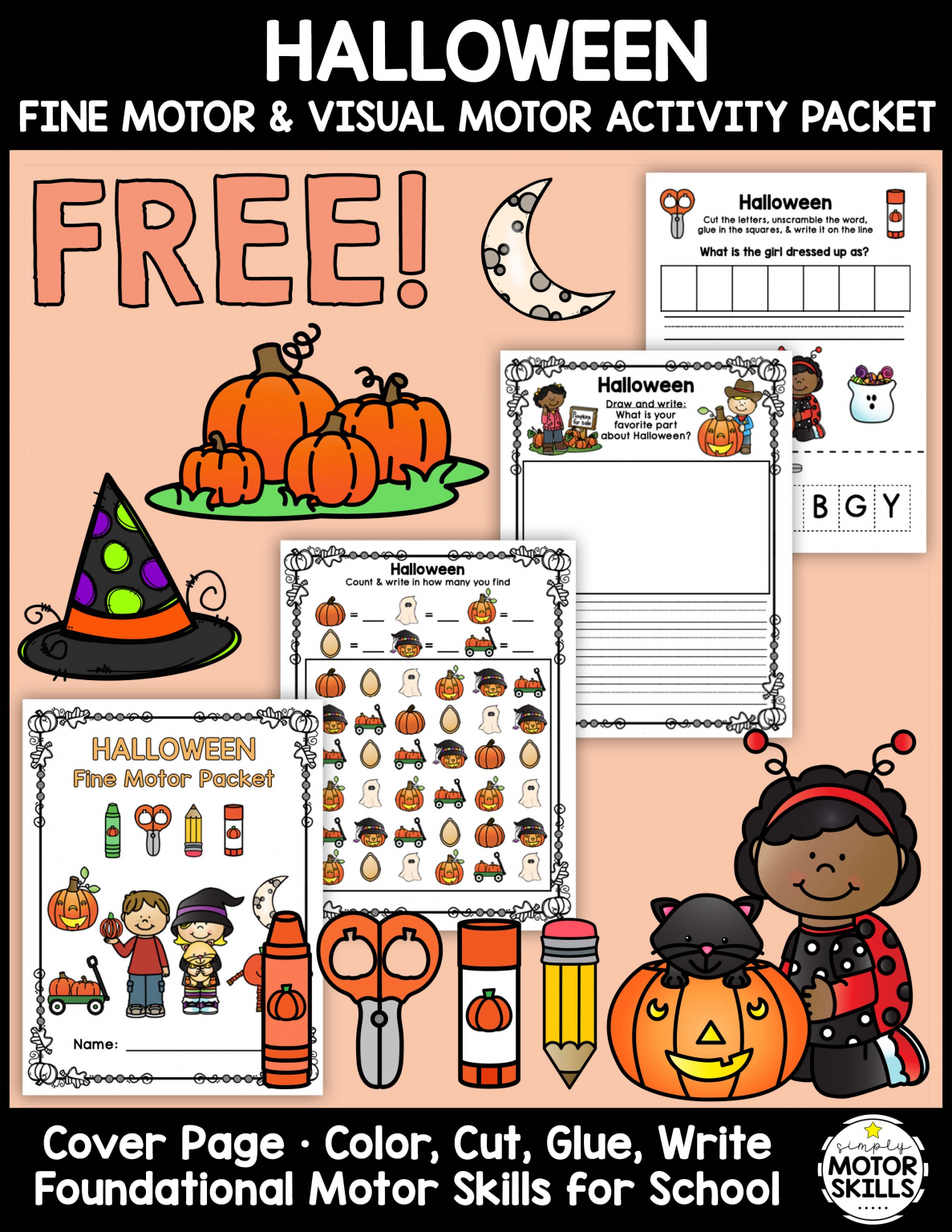 Free Halloween Fine Motor PDF Activities - Your Therapy Source