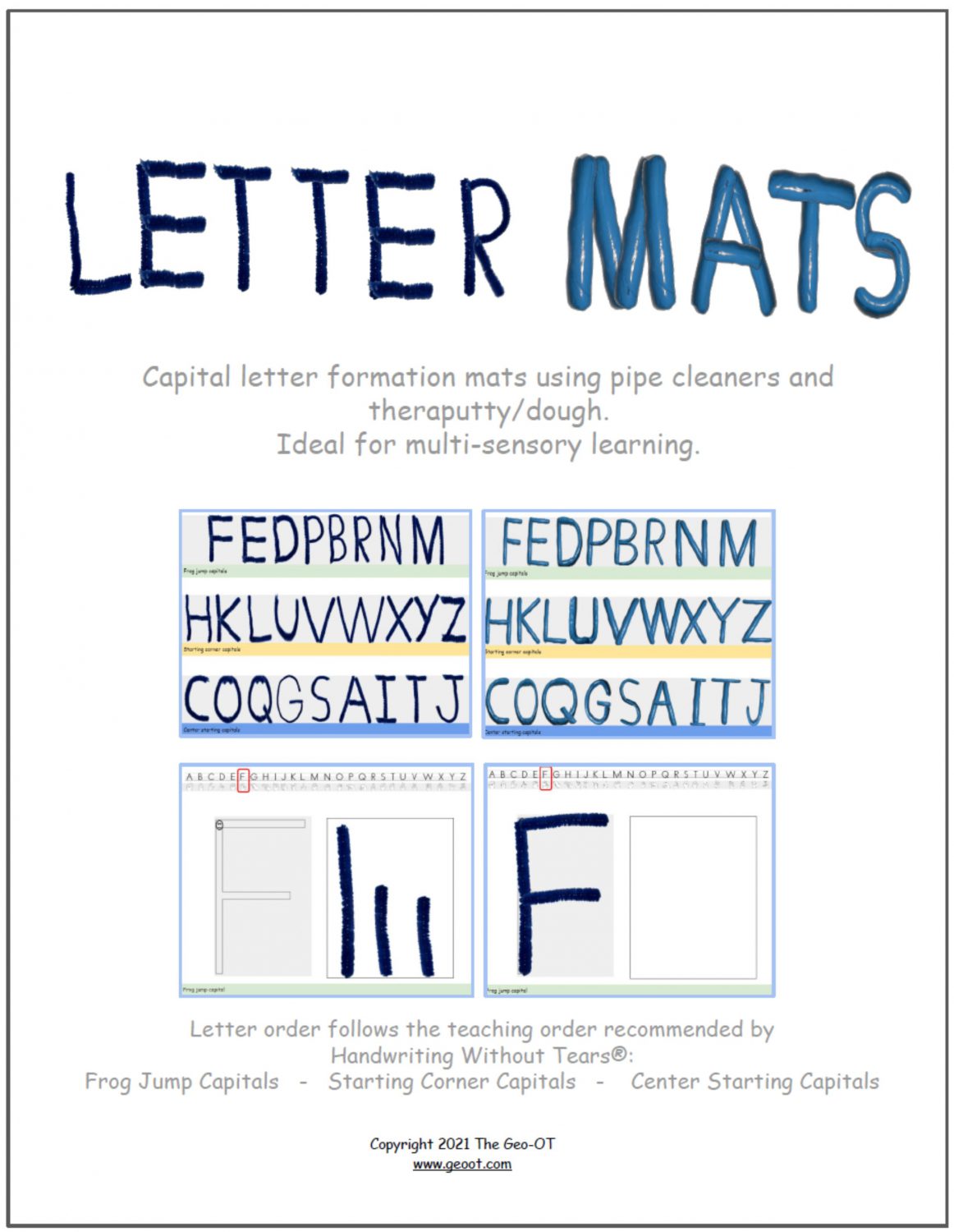 Letter Mats for Multisensory Learning - Your Therapy Source