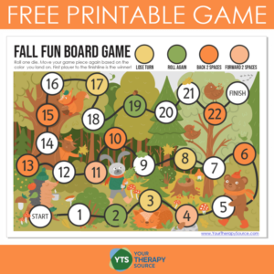 Fall or Thanksgiving Game Board - Free Printable - Your Therapy Source
