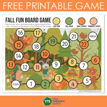 Fall or Thanksgiving Game Board - Free Printable - Your Therapy Source
