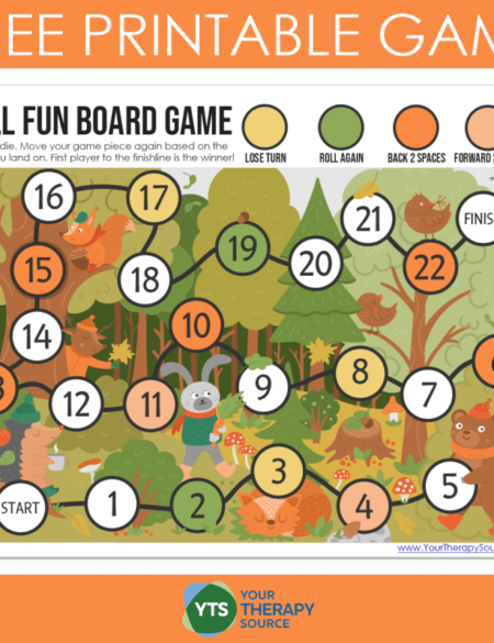 Fall or Thanksgiving Game Board - Free Printable - Your Therapy Source