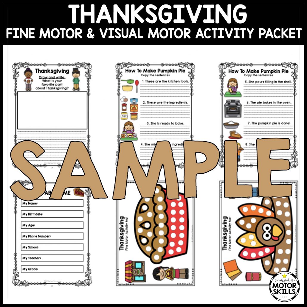 Thanksgiving Fine Motor Activity Packet - Your Therapy Source