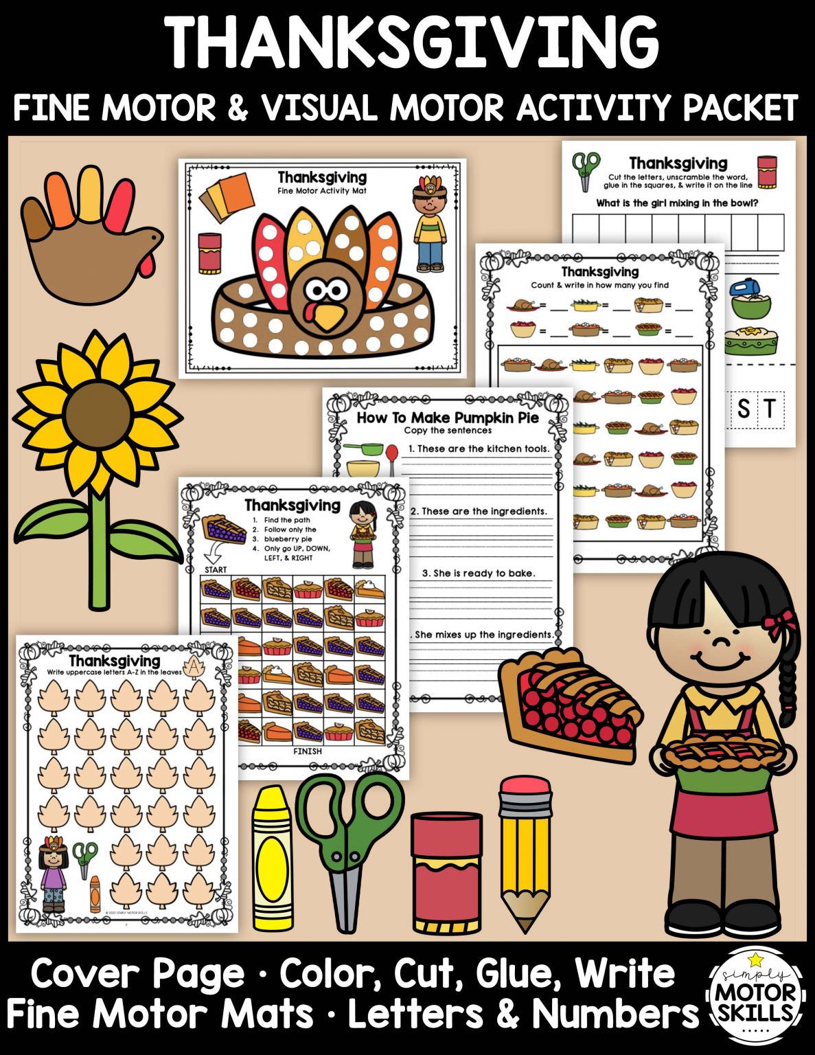 Thanksgiving Fine Motor Activity Packet - Your Therapy Source