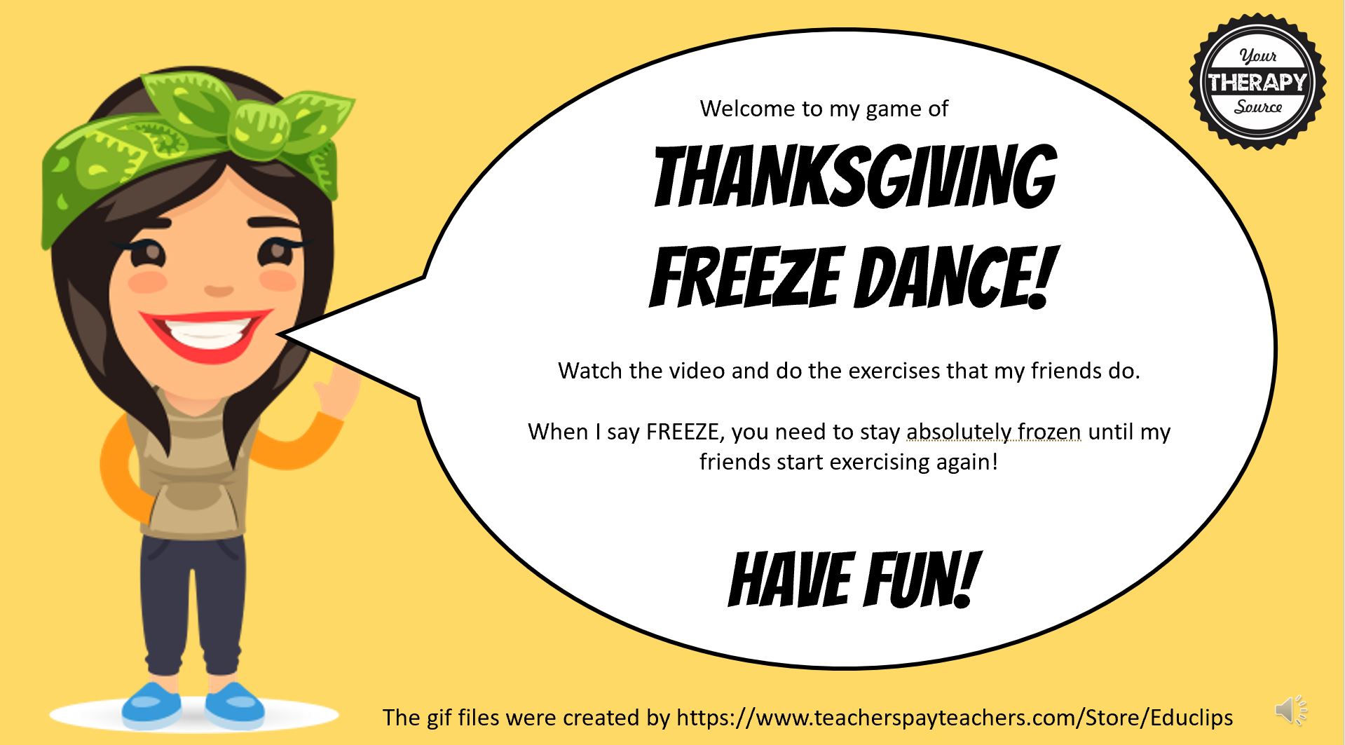 Thanksgiving Brain Break Video - Your Therapy Source