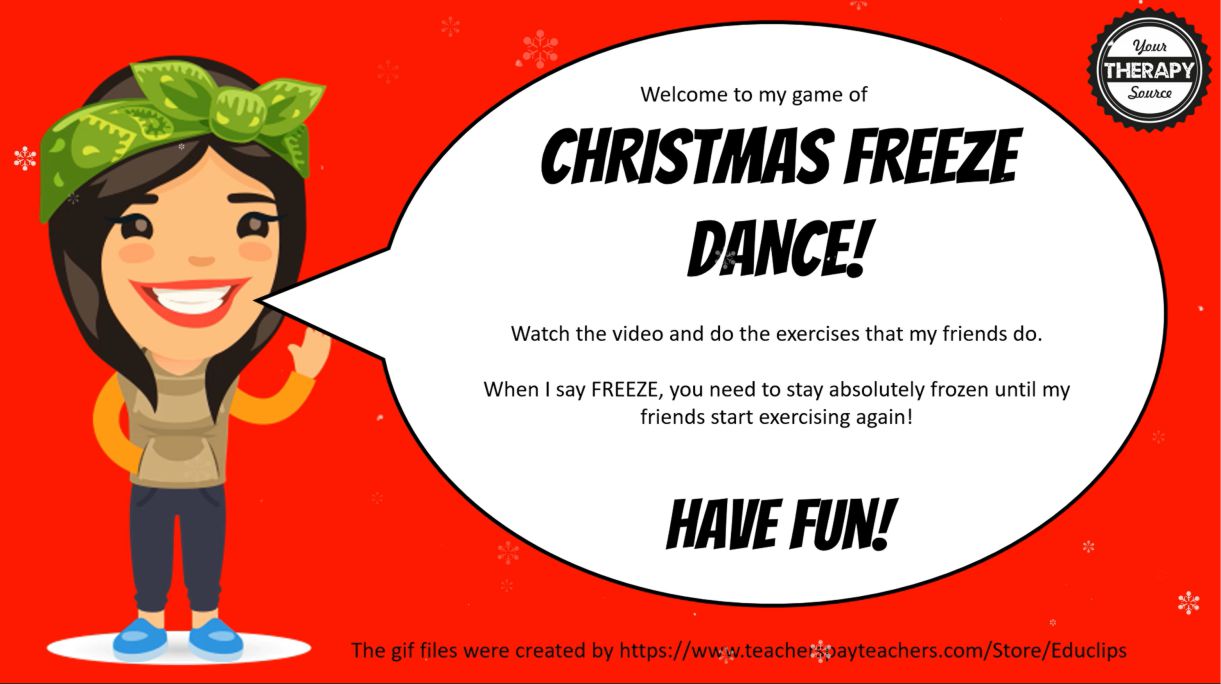 Christmas Brain Breaks - FREE video and handout - Your Therapy Source