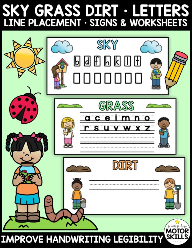 Sky Grass Dirt Paper and Letter Line Placement - Your Therapy Source