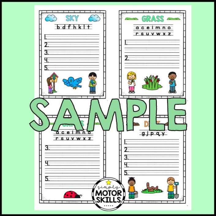 Sky Grass Dirt Paper and Letter Line Placement - Your Therapy Source