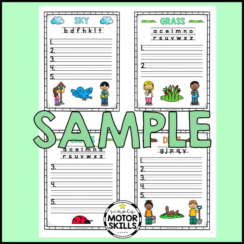 Sky Grass Dirt Paper and Letter Line Placement - Your Therapy Source