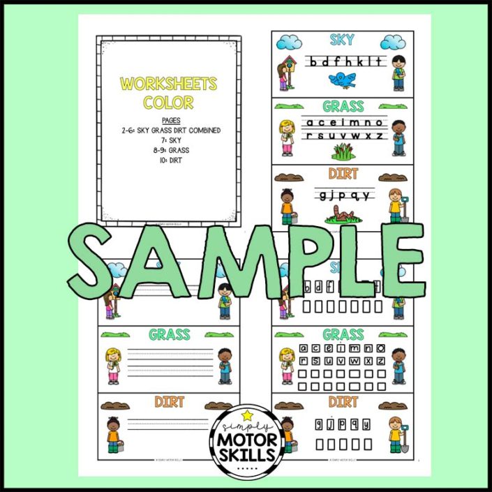 Sky Grass Dirt Paper and Letter Line Placement - Your Therapy Source