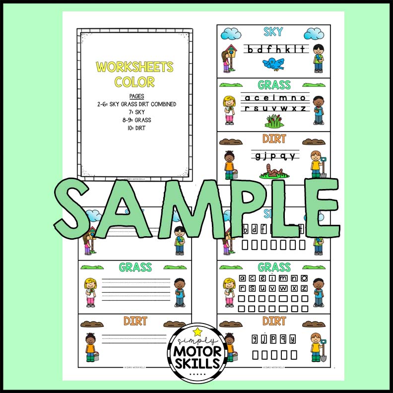 Sky Grass Dirt Paper and Letter Line Placement - Your Therapy Source