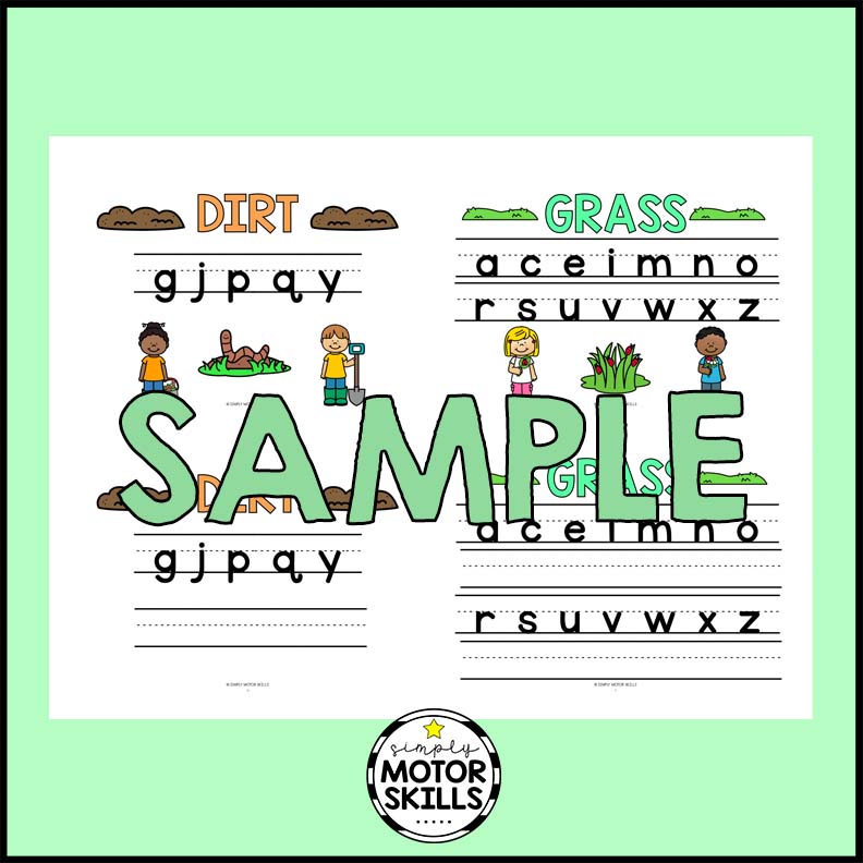 Sky Grass Dirt Paper and Letter Line Placement - Your Therapy Source