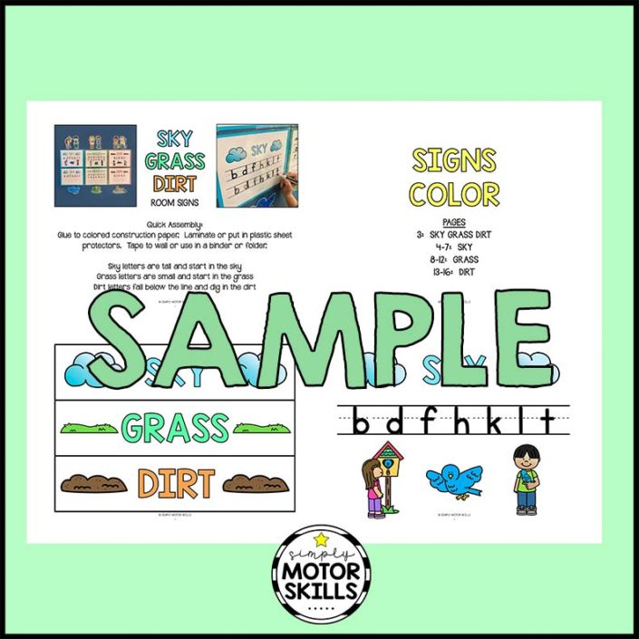 Sky Grass Dirt Paper and Letter Line Placement - Your Therapy Source