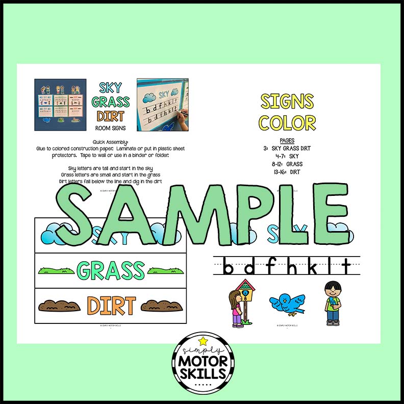 Sky Grass Dirt Paper and Letter Line Placement - Your Therapy Source