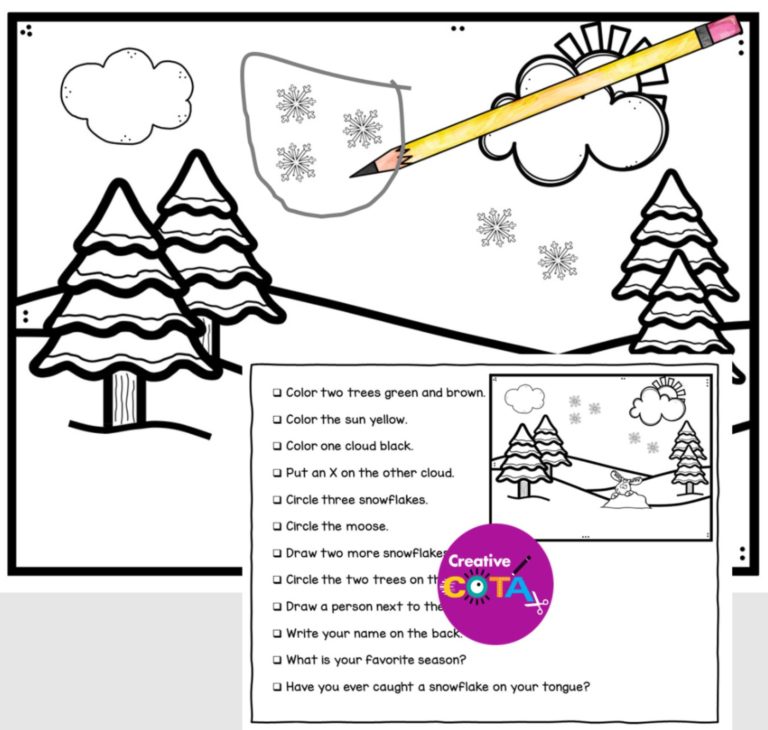 Winter Following Directions Activity - Your Therapy Source