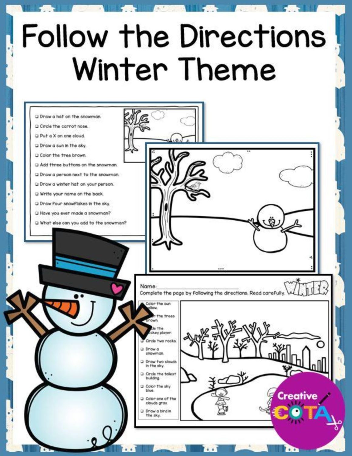 Winter Following Directions Activity - Your Therapy Source