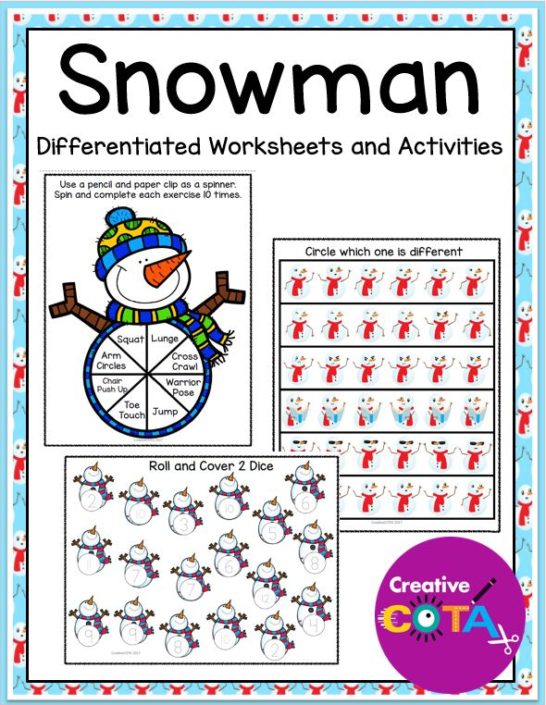 Snowman Worksheets - Your Therapy Source