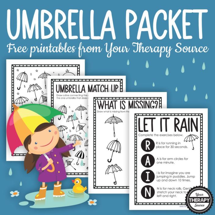 Umbrella Coloring Page Packet - FREE - Your Therapy Source