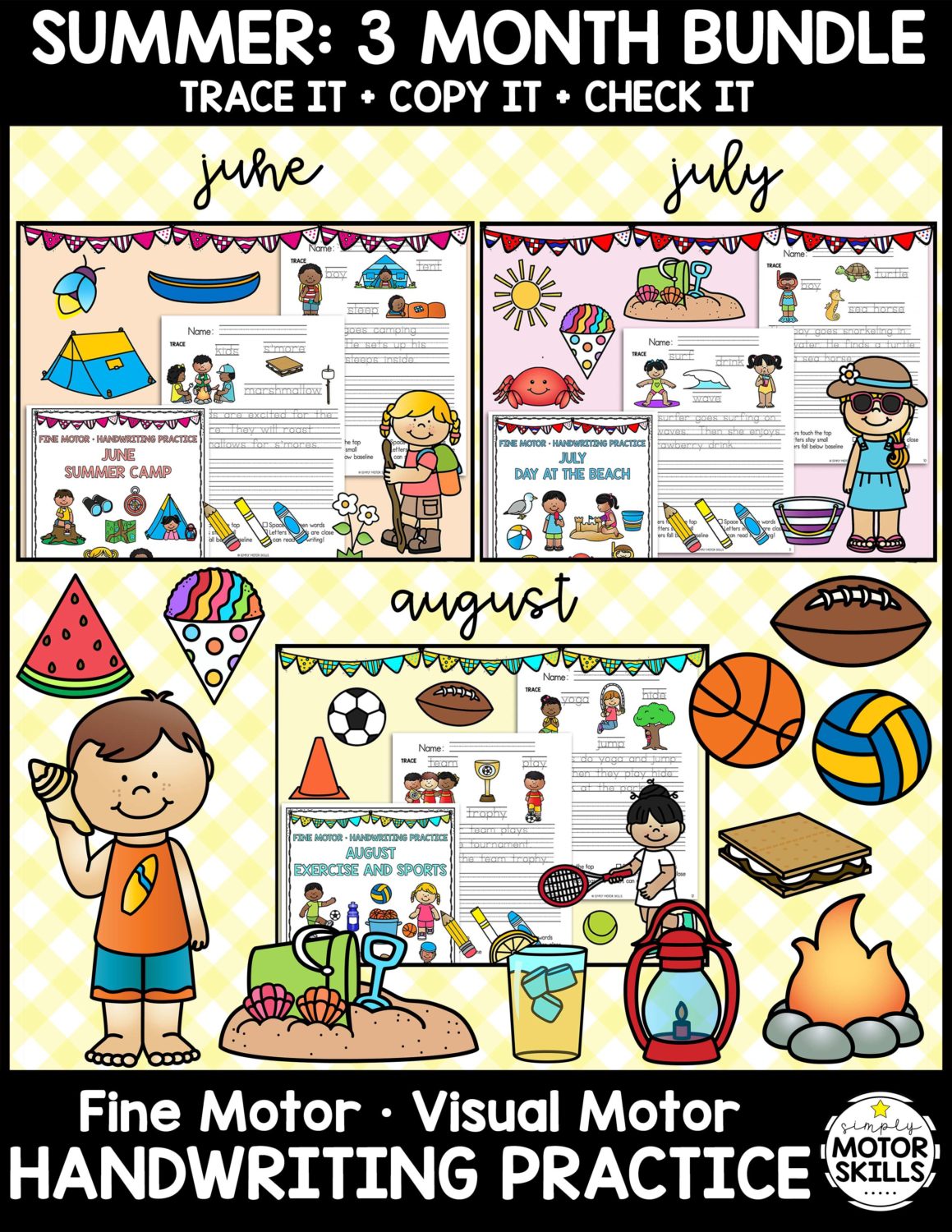 12 Month Fine Motor Handwriting Packets • Trace + Copy + Check - Your ...