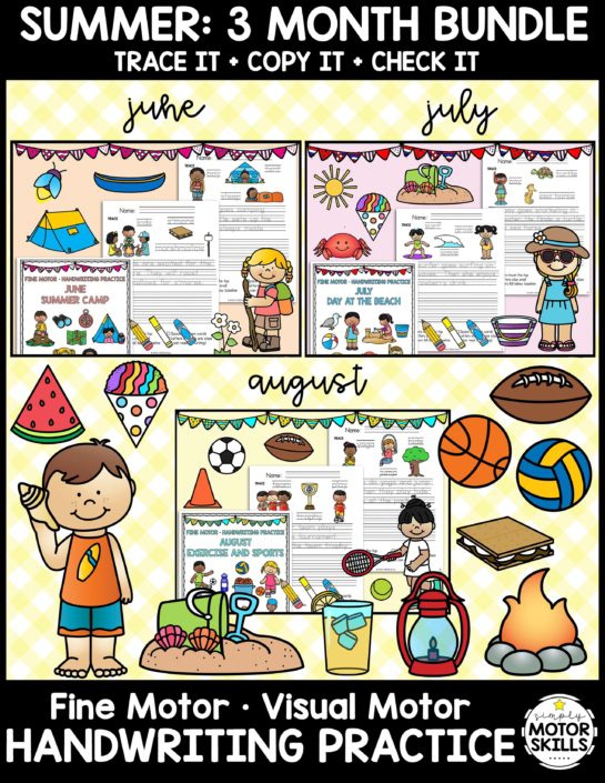 12 Month Fine Motor Handwriting Packets • Trace + Copy + Check - Your Therapy Source