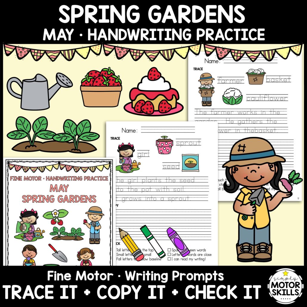 Spring Handwriting Bundle - TRACE COPY CHECK - Your Therapy Source