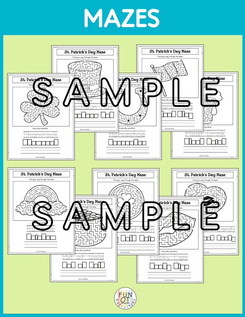 St. Patrick's Day Connect the Dots and Mazes – Trace, Box, & Write ...