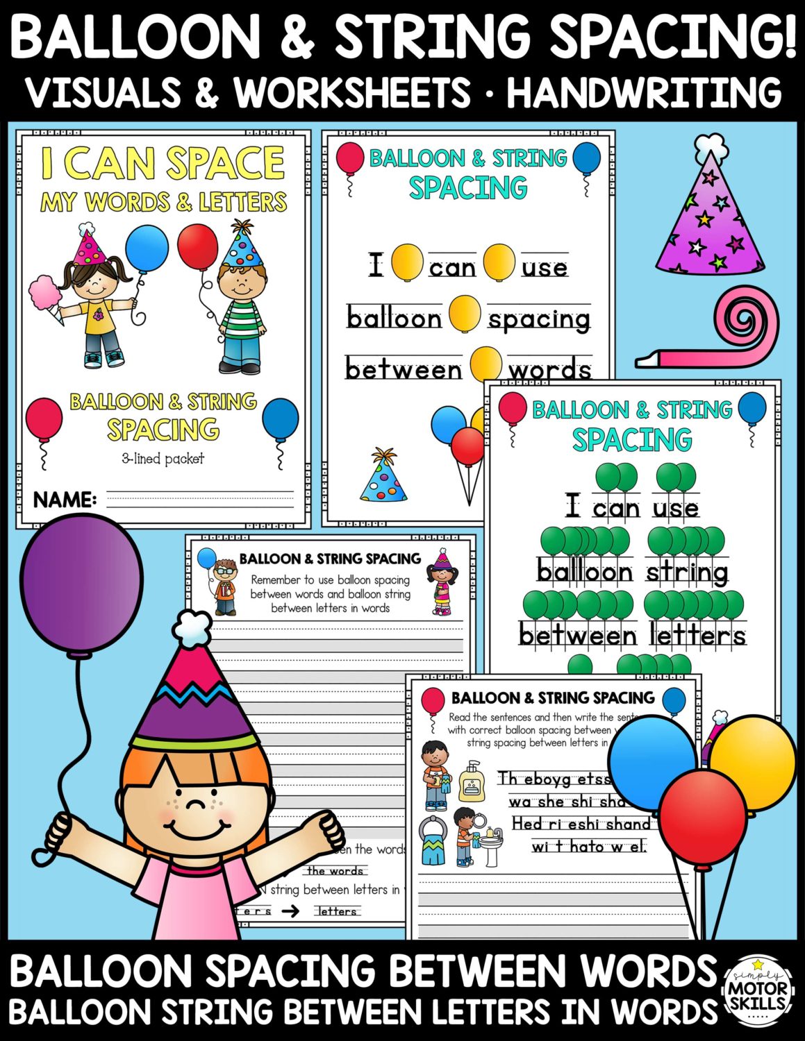 I Can Space Letters and Words - Balloon and String Spacing - Your ...