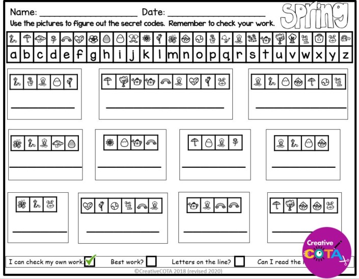 Spring Secret Code Handwriting Packet - Your Therapy Source