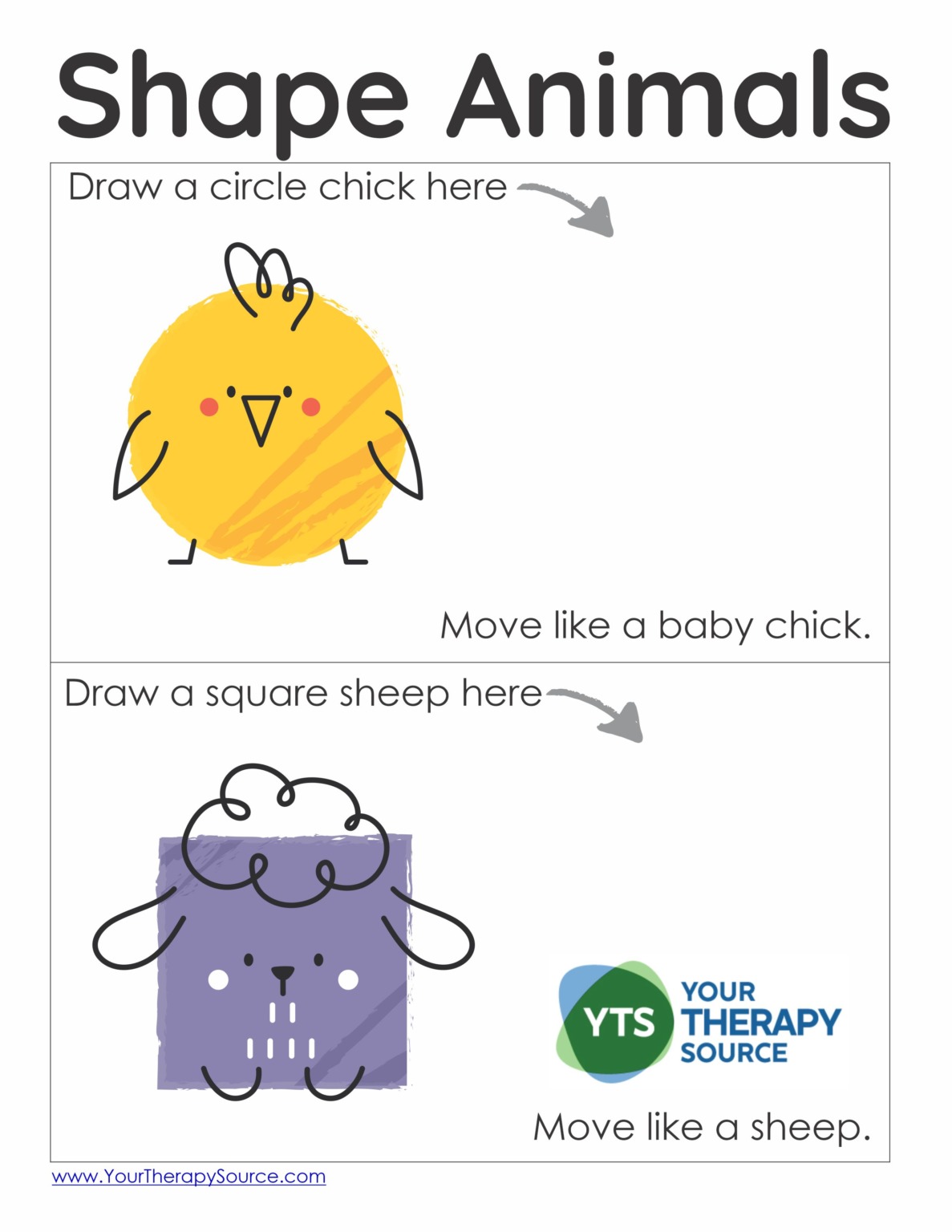 Drawing Animals Using Shapes - Free Printables - Your Therapy Source