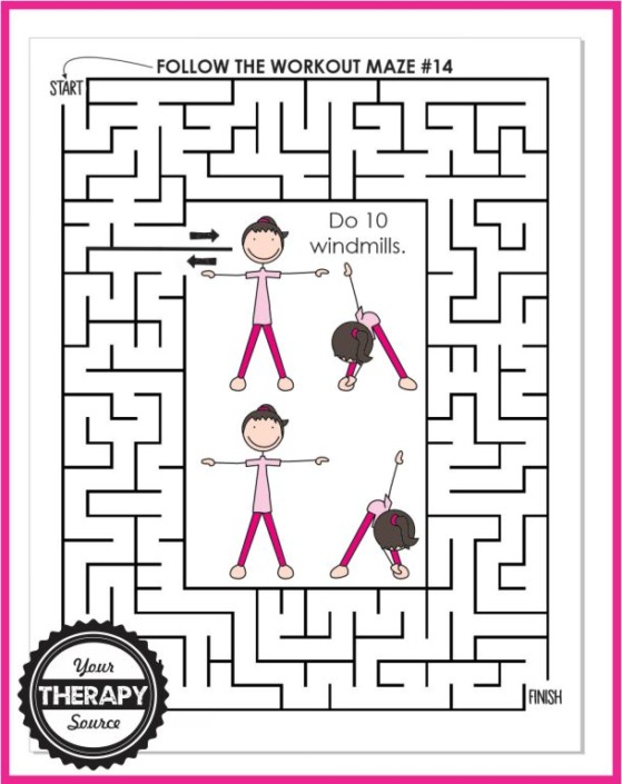 Windmill Exercise for Kids Maze - Free - Your Therapy Source