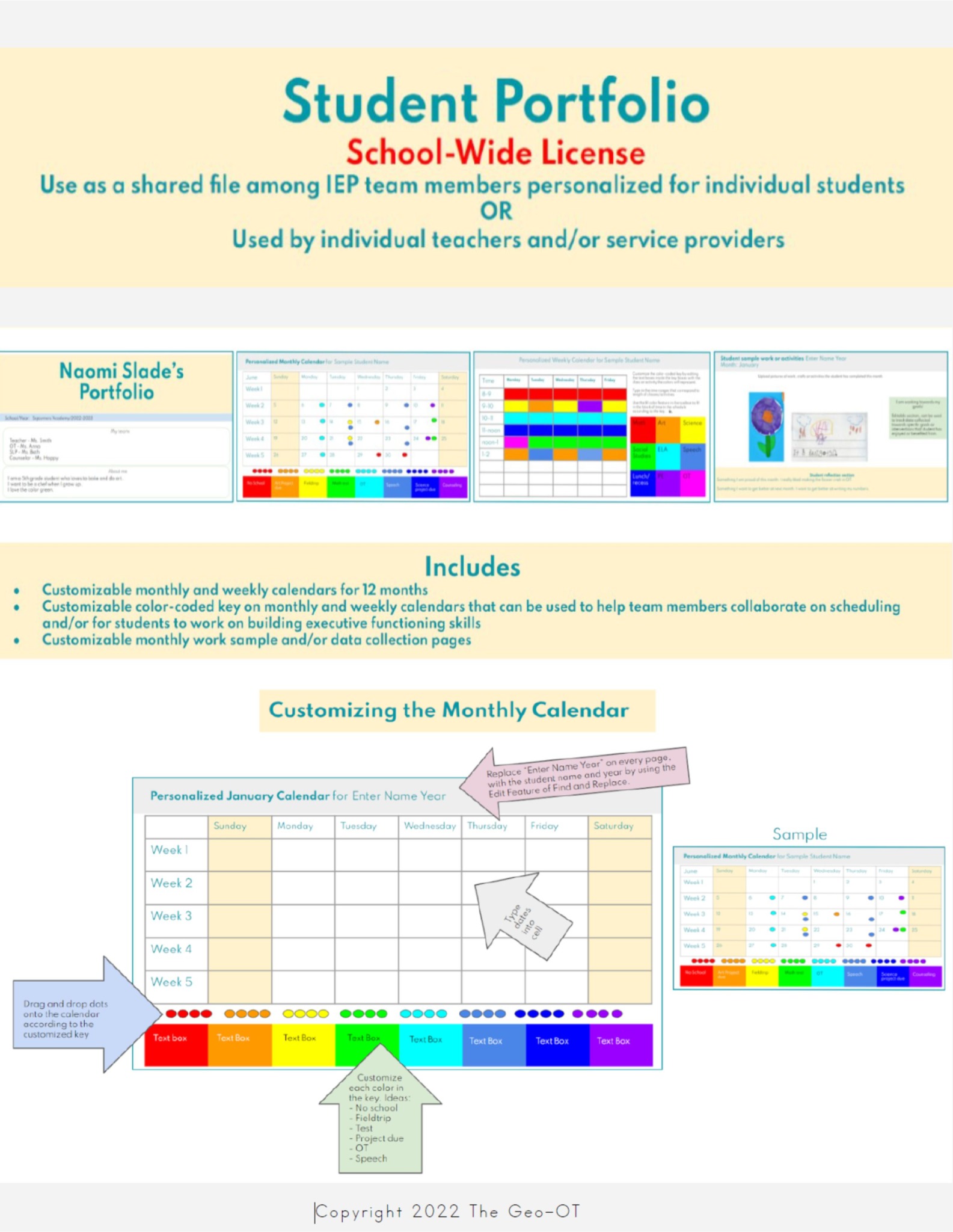 Student Portfolio - SCHOOL WIDE LICENSE - Your Therapy Source
