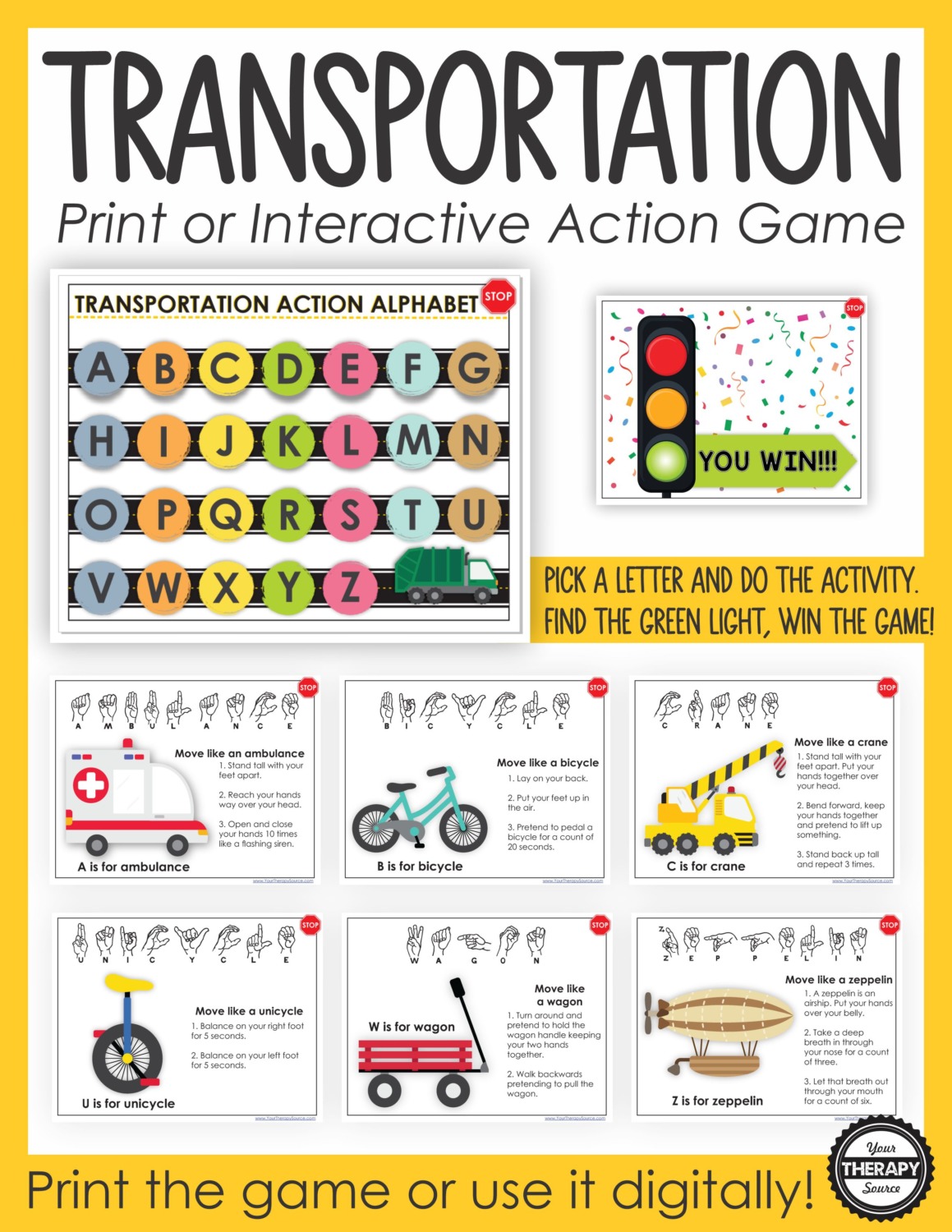 Transportation Games for Kids - Your Therapy Source