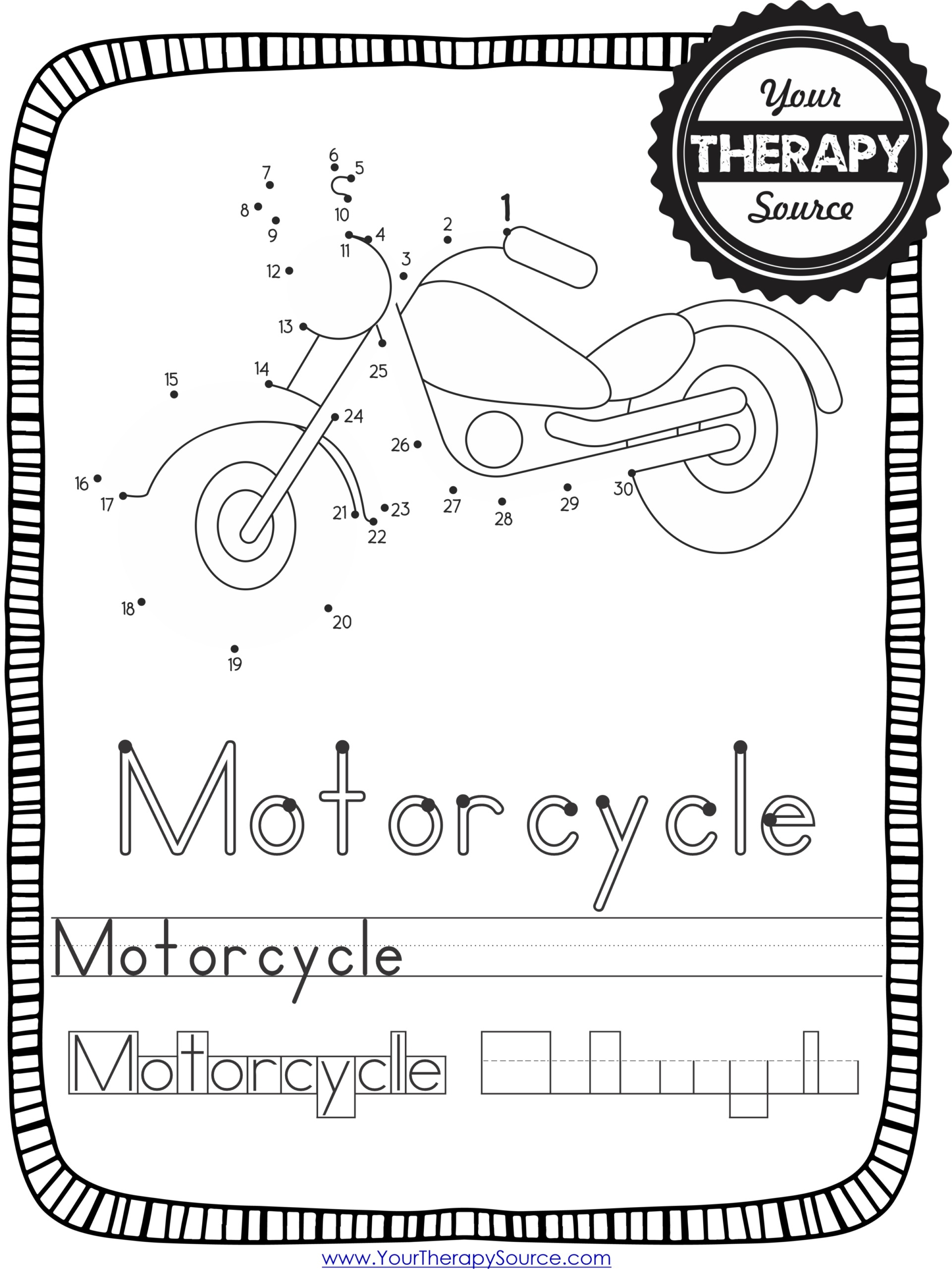 Transportation Dot to Dot Free PDF - Your Therapy Source