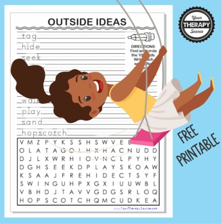 Outside Ideas Word Search Freebie - Your Therapy Source