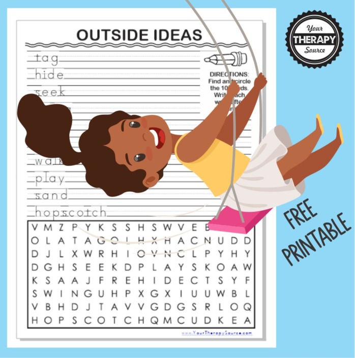 Outside Ideas Word Search Freebie - Your Therapy Source