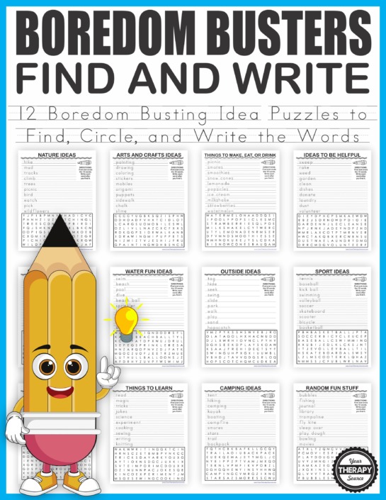Boredom Busters Word Search - Your Therapy Source