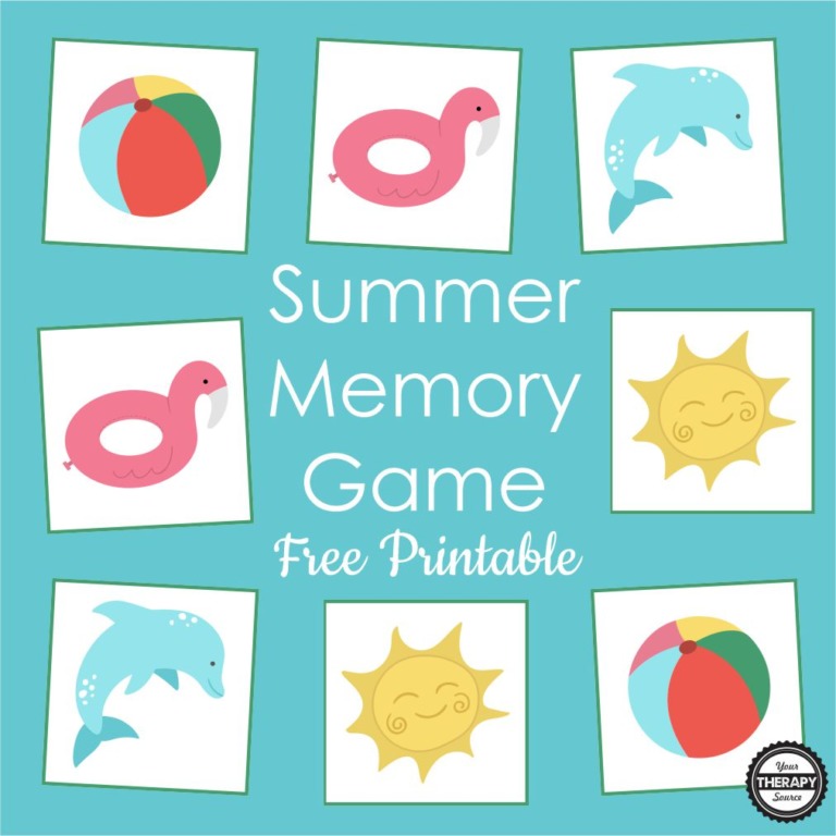 Summer Memory Game Free Printable - Your Therapy Source