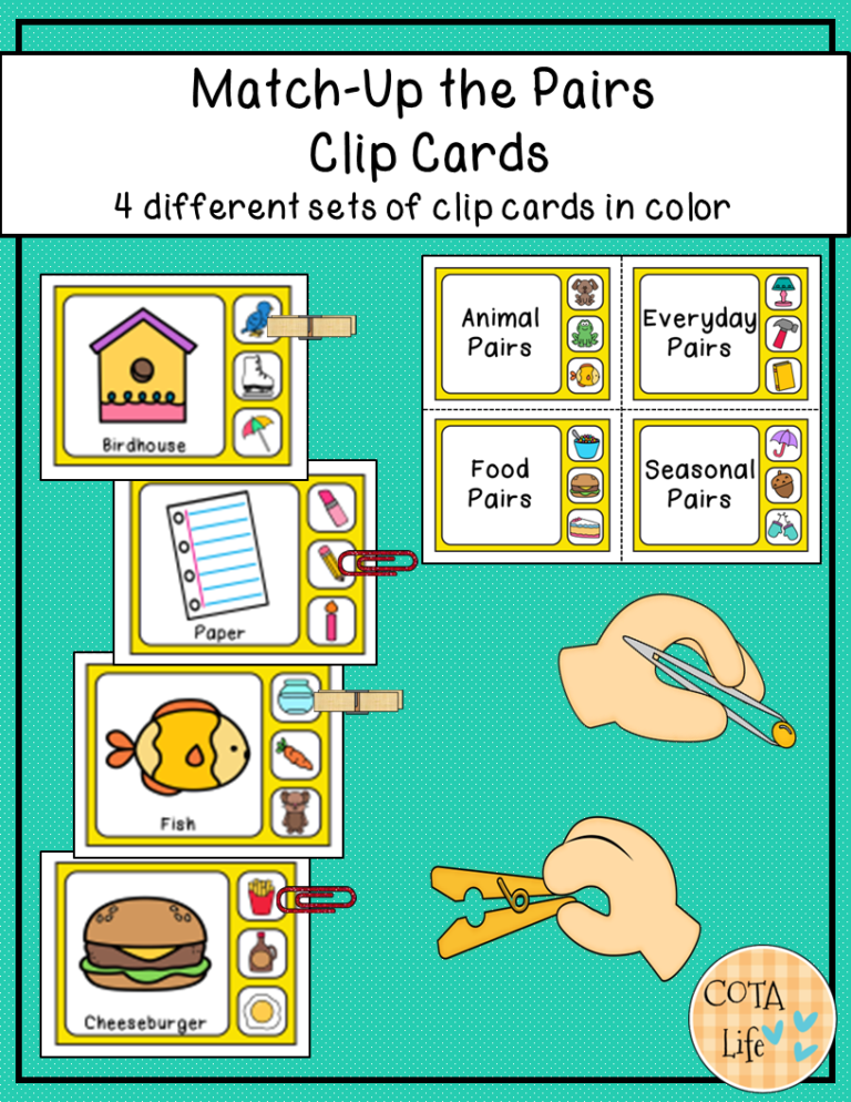 Match the Pairs Clip Cards - Your Therapy Source