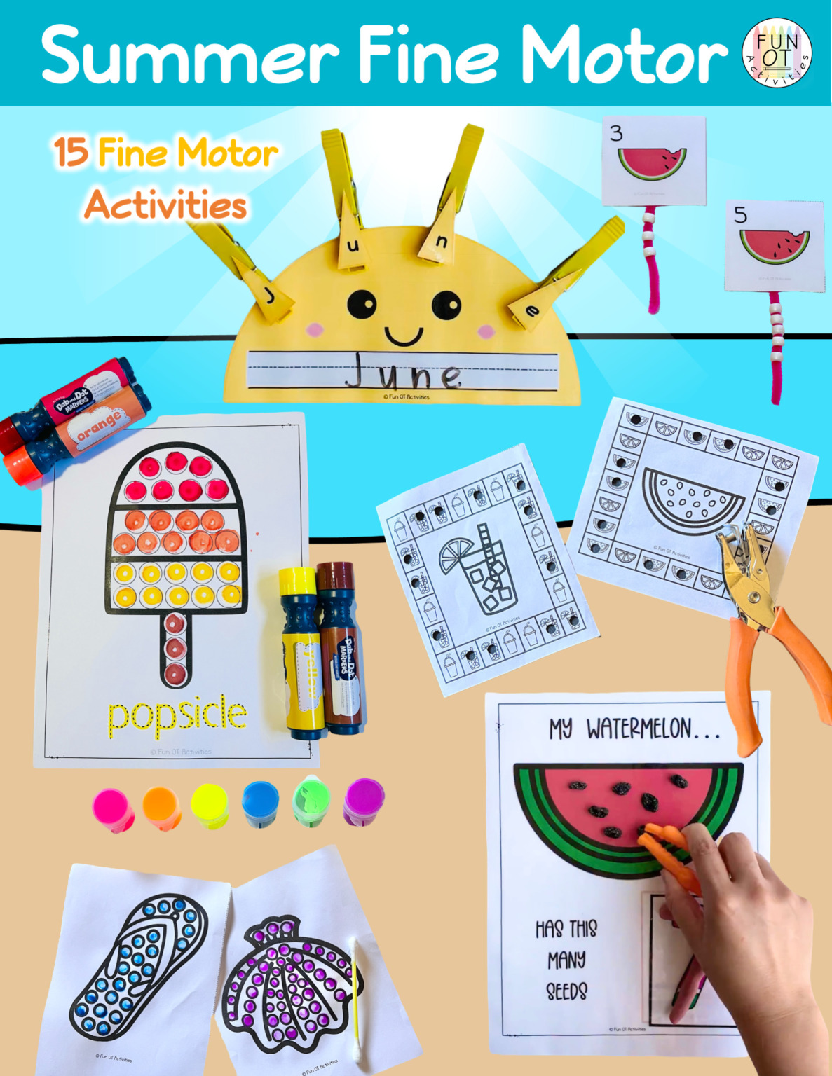 Summer Themed Fine Motor Skill Building - Your Therapy Source