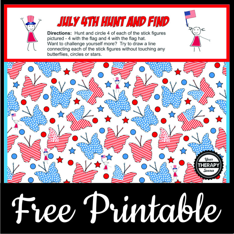 July 4th Seek and Find PDF Free Printable - Your Therapy Source
