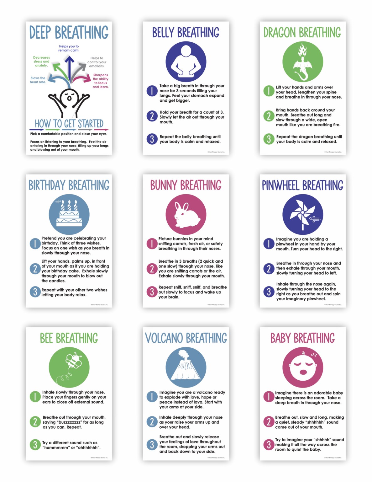 Breathing Tools for Kids Posters - Your Therapy Source