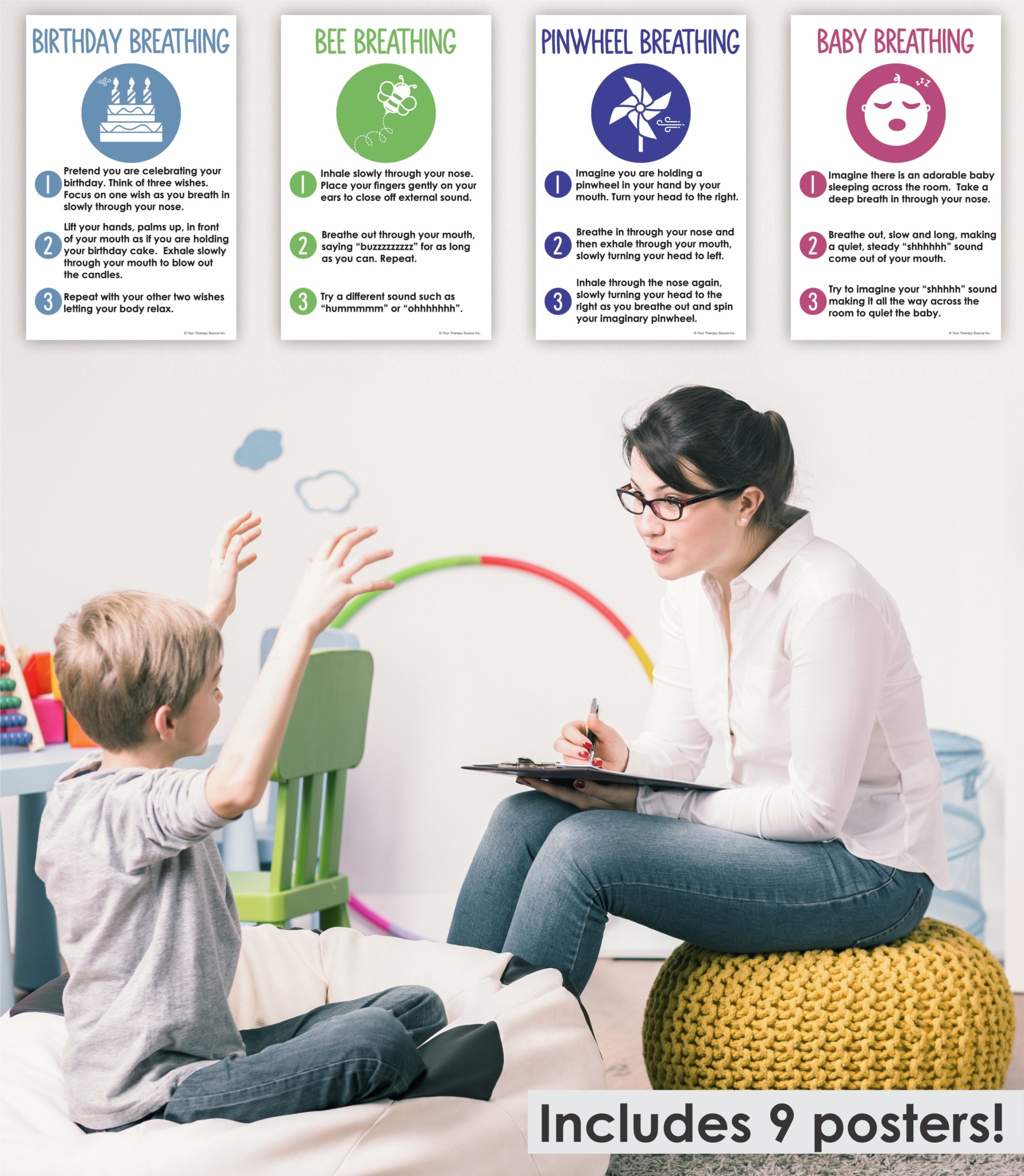 Breathing Tools for Kids Posters - Your Therapy Source