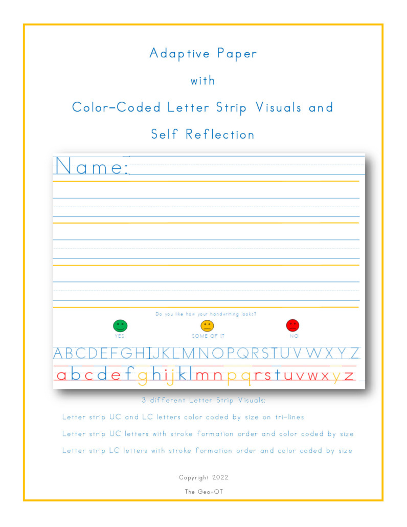 Adaptive Handwriting Paper with Self Reflection - Your Therapy Source