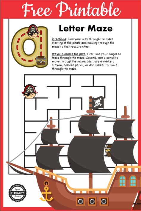 Pirate Tracing Sheet - Free Printable - Your Therapy Source